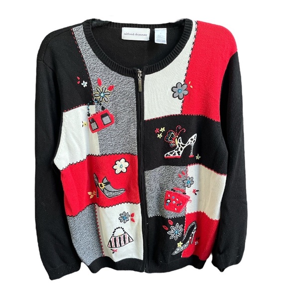 Alfred Dunner | Sweaters | Alfred Dunner Shoes Bags And Flowers Knit ...